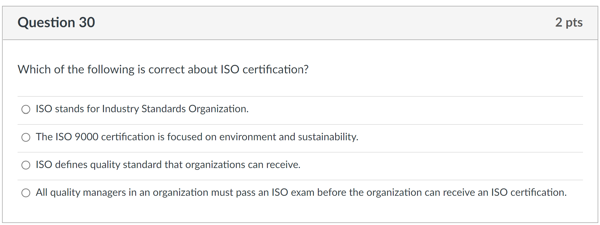 Solved Which of the following is correct about ISO | Chegg.com