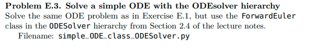 Problem E.3. Solve a simple ODE with the ODEsolver | Chegg.com