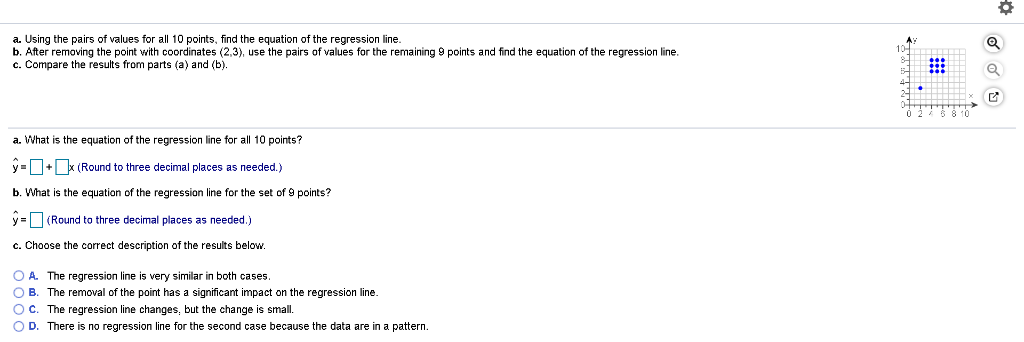 Solved a. Using the pairs of values for all 10 points, find | Chegg.com