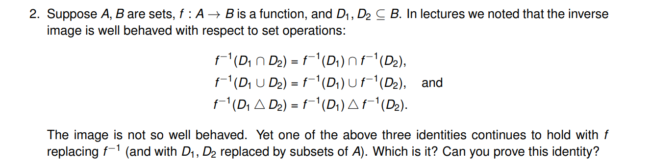 Suppose A,B ﻿are sets, f:A→B ﻿is a function, and | Chegg.com