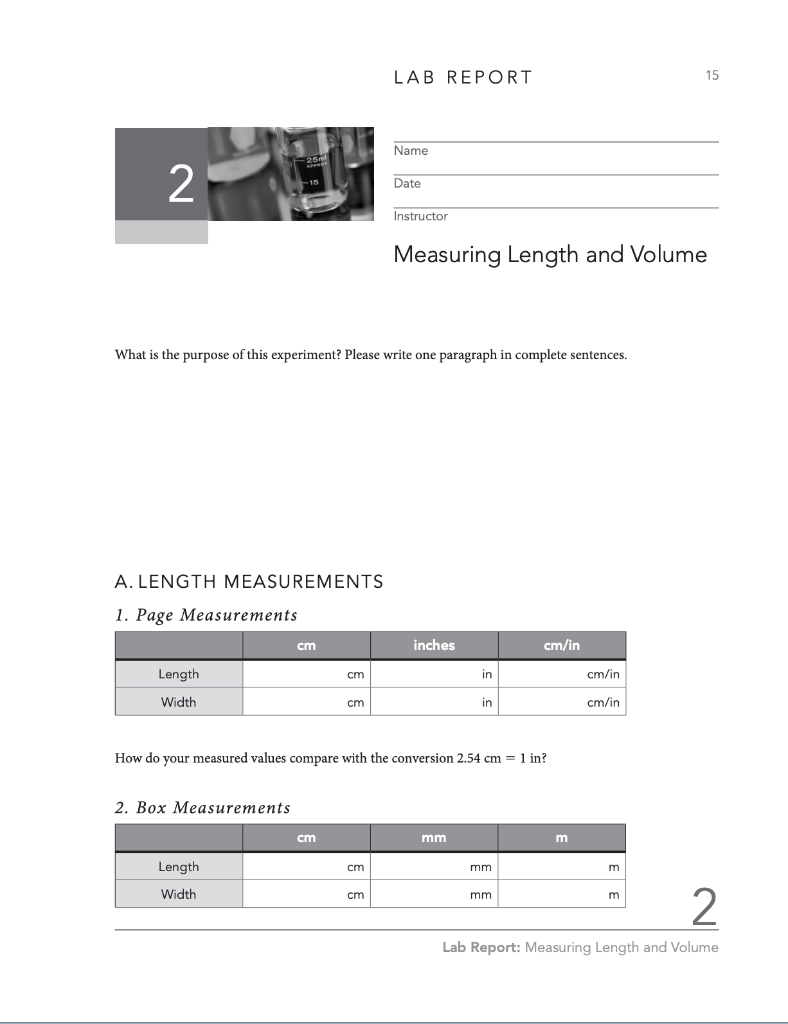 Solved 17 3. Volume by Direct Measurement Measurements for | Chegg.com