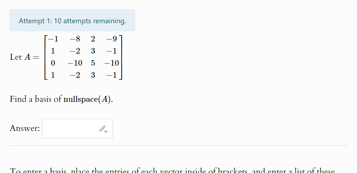 Solved Attempt 1: 10 ﻿attempts remaining.Let | Chegg.com