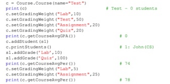Use Python 3 Create Course Class, uses given function | Chegg.com