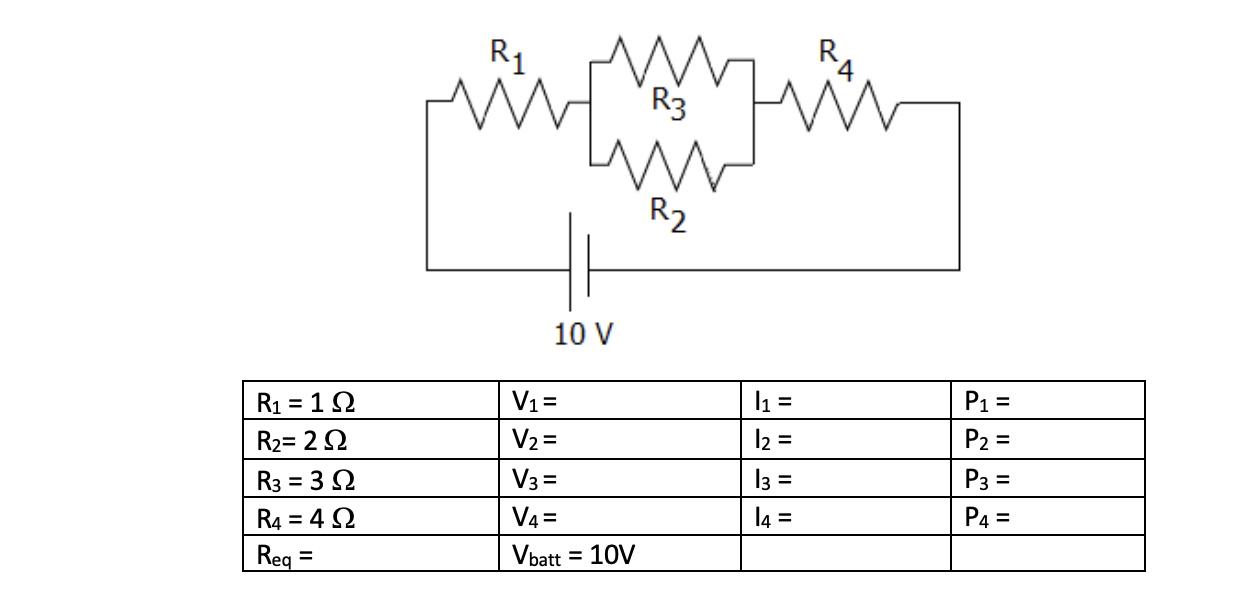 Solved R1 RA R3 R2 10 V 11 = P1 = R1 = 122 R2= 22 R3 = 392 | Chegg.com