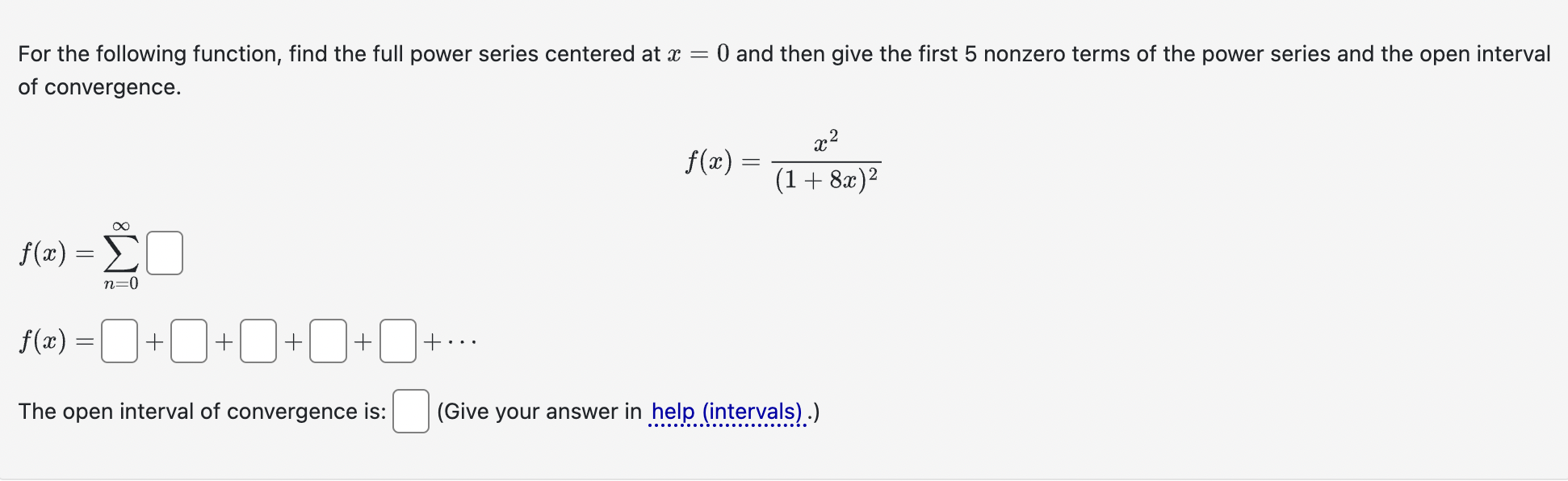 Solved For the following function, find the full power | Chegg.com