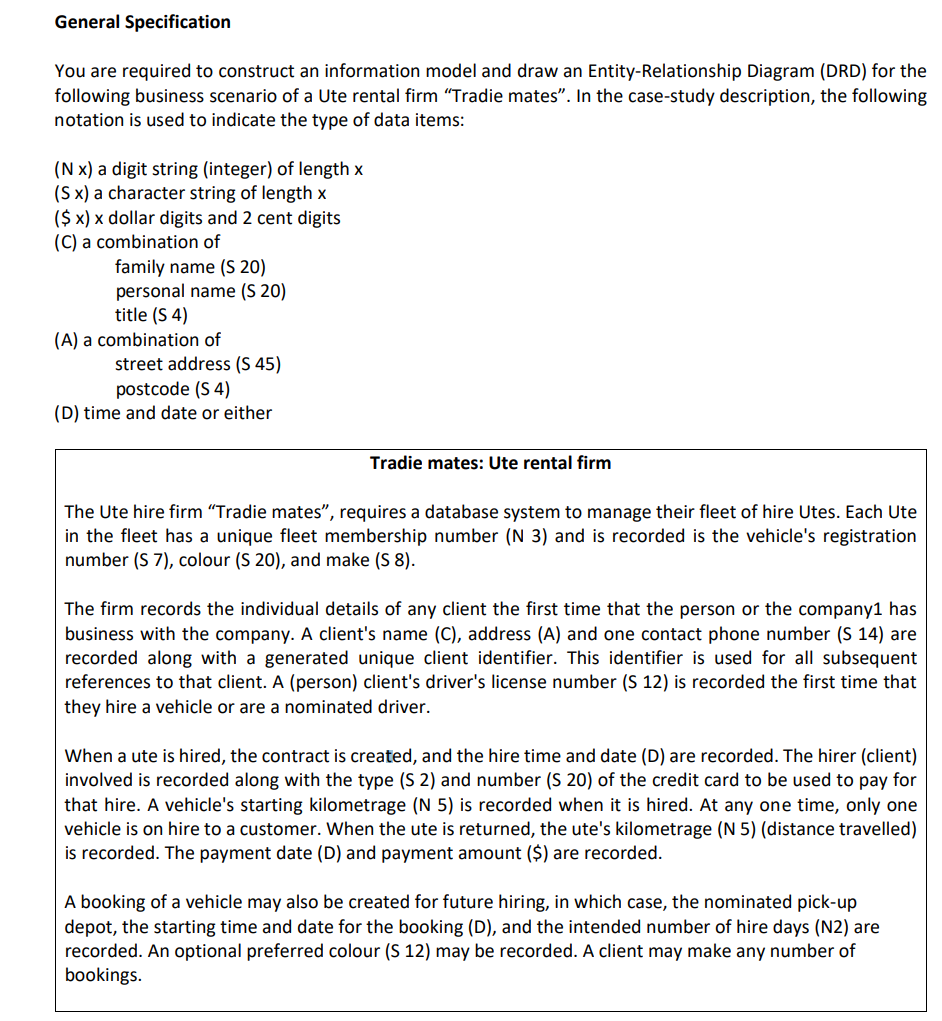 Solved General Specification You are required to construct | Chegg.com