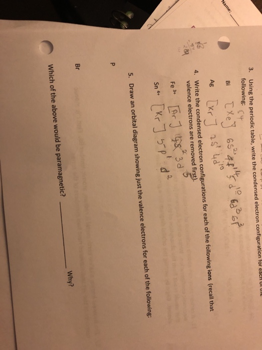 Solved 3. Using the periodic table, write the condensed | Chegg.com