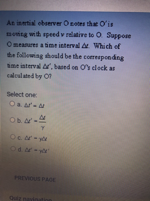 Solved An inertial observer O notes that O'is moving with | Chegg.com
