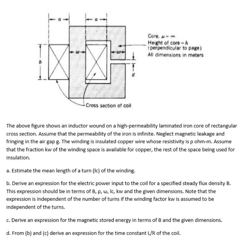 Core, w Height of core- (perpendicular to page) All | Chegg.com