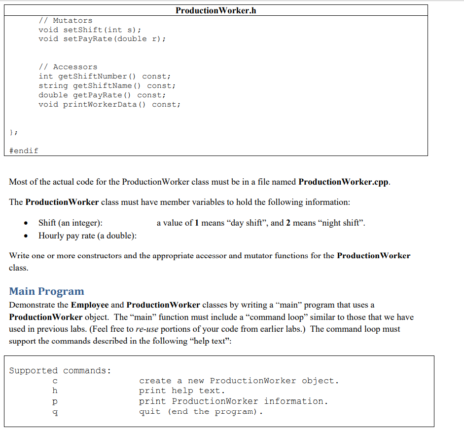 Solved / Employee.h #ifndef EMPLOYEE_H #define | Chegg.com