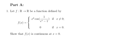 Solved Part A:Let f:R→R be ﻿a function defined | Chegg.com