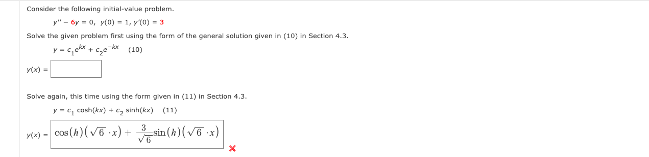 Solved Consider the following initial-value problem. y" - 6y | Chegg.com