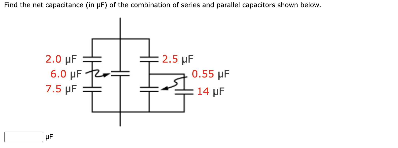 Solved Find the net capacitance (in μF ) of the combination | Chegg.com