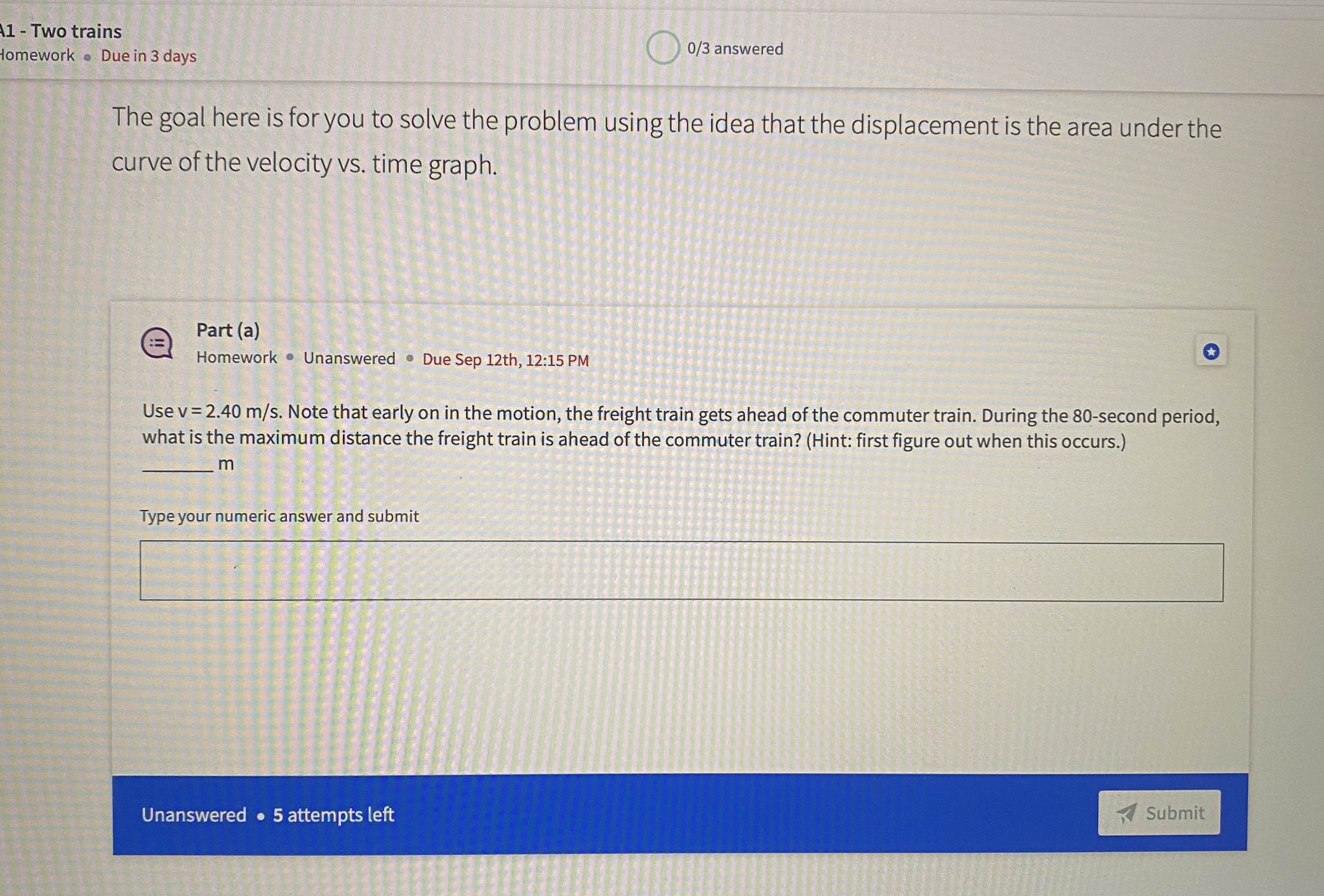 Solved Al - Two trains Two trains, a freight train and a | Chegg.com