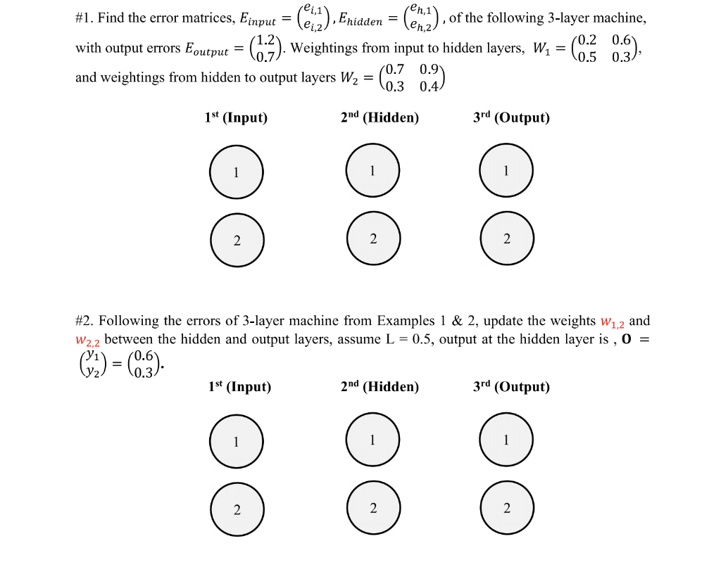 #1. Find the error matrices, Einput = , of the | Chegg.com
