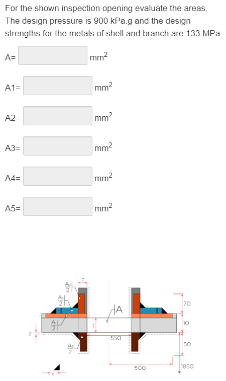 Solved For the shown inspection opening evaluate the areas. | Chegg.com