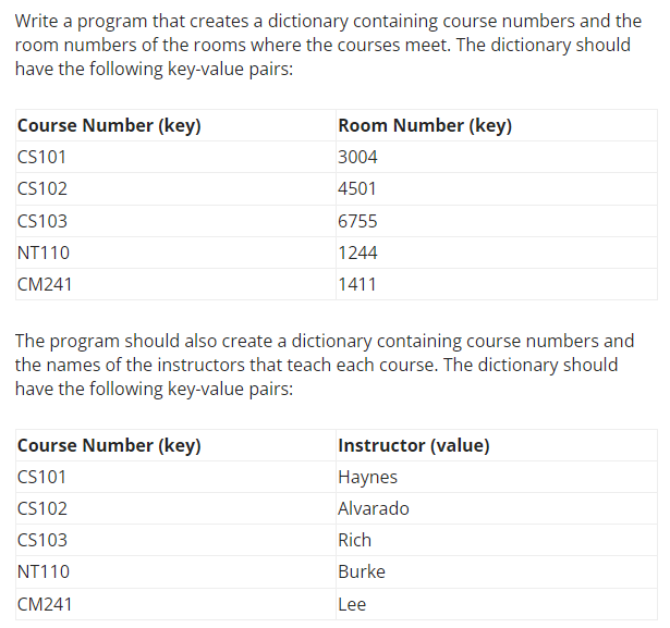 Solved Write a program that creates a dictionary containing | Chegg.com