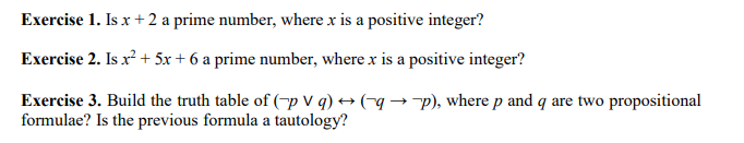 Solved Exercise 1. Is x + 2 a prime number, where x is a | Chegg.com
