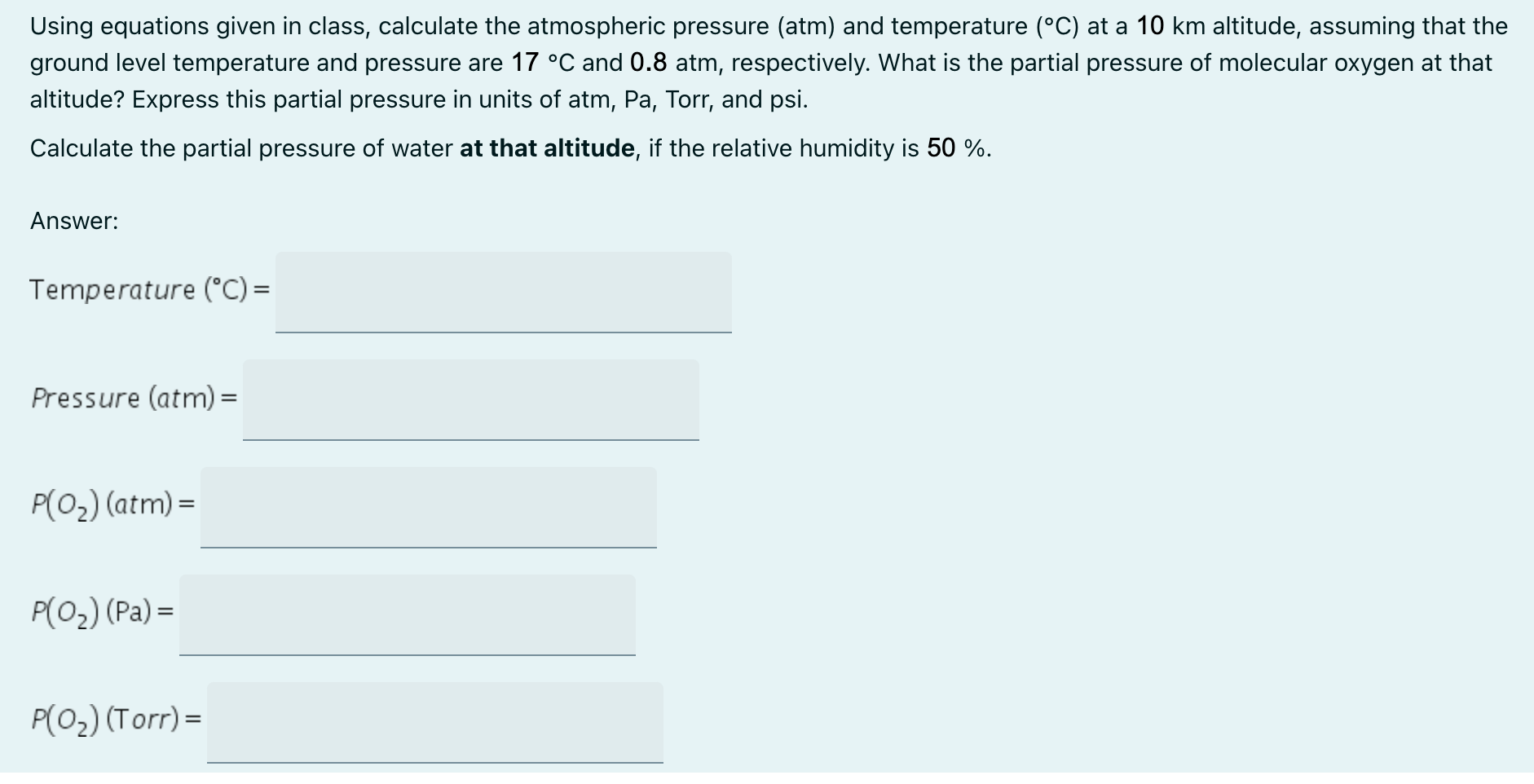 Solved Using equations given in class, calculate the | Chegg.com