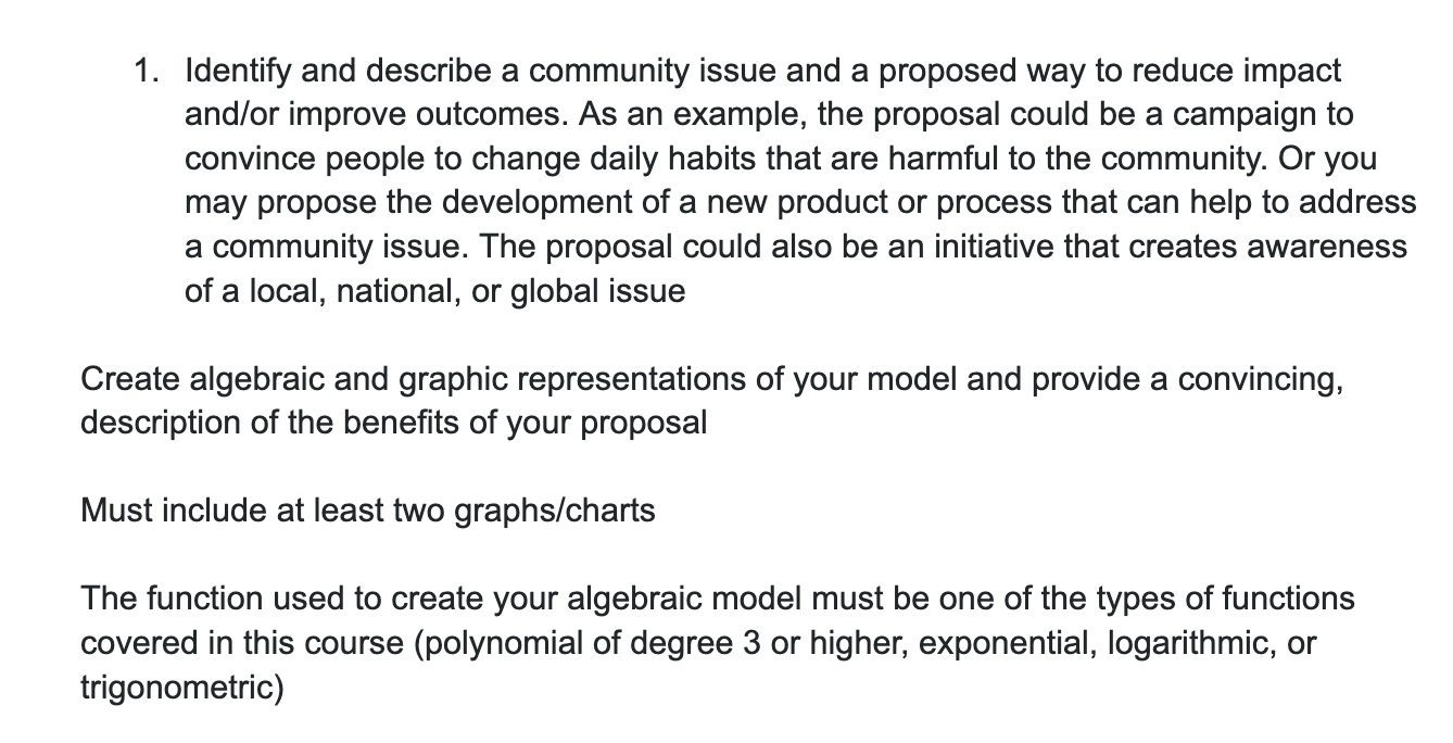 1. Identify and describe a community issue and a | Chegg.com