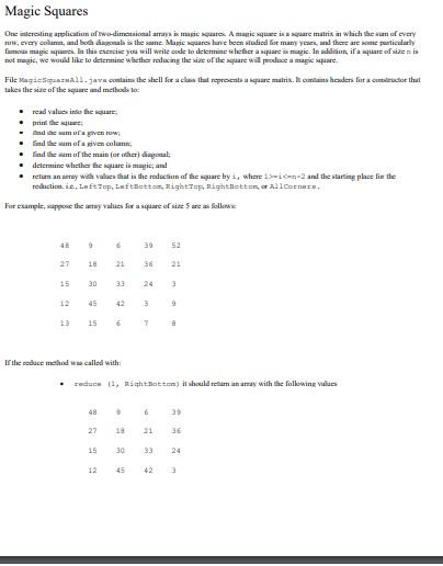 Solved Magic Squares One intereling application of | Chegg.com