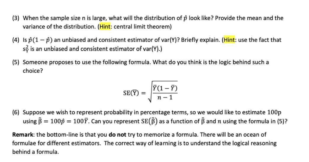 Part I: Analytical exercise n Assume the population Y | Chegg.com