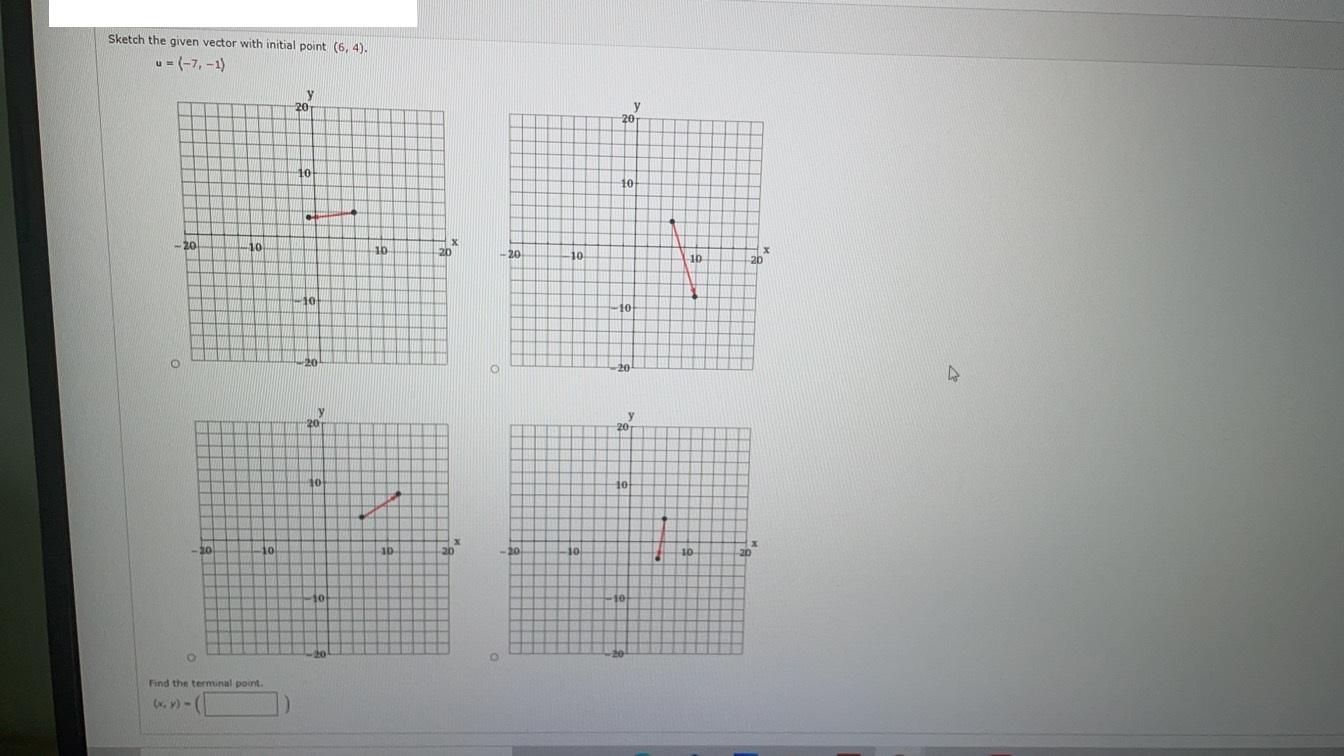 Solved Sketch the given vector with initial point (6,4). | Chegg.com