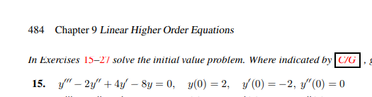 Solved 484 Chapter 9 Linear Higher Order Equations In | Chegg.com