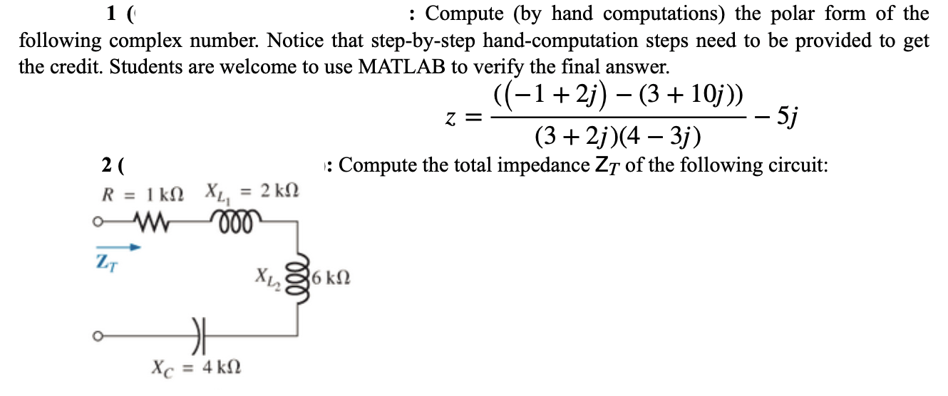 Solved 1 ( : Compute (by hand computations) the polar form | Chegg.com