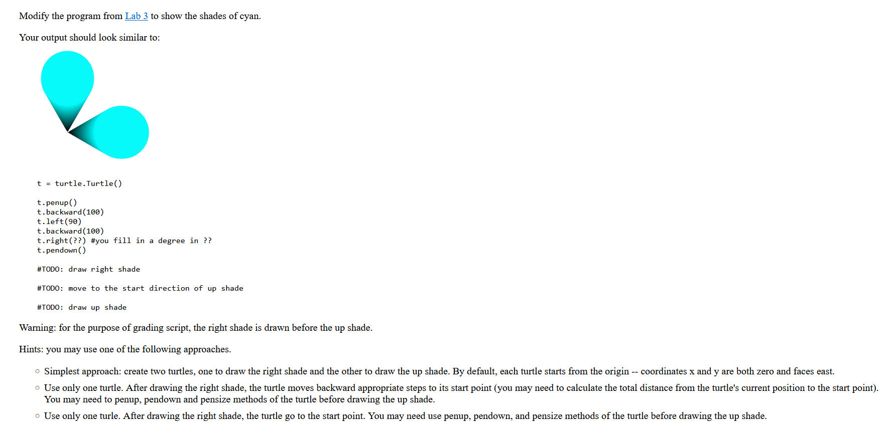 Modify the program from Lab 3 to show the shades of | Chegg.com