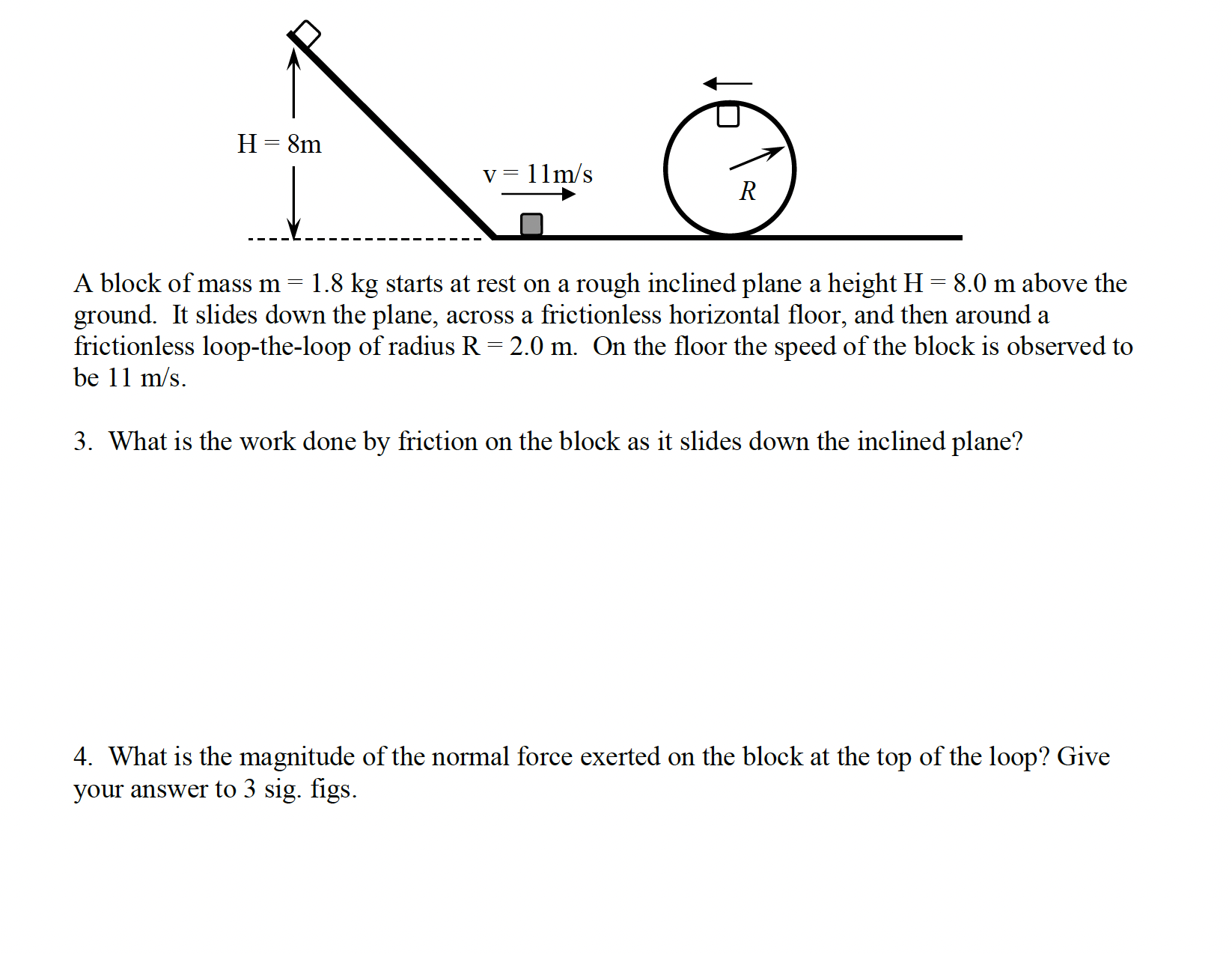Solved A block of mass m=1.8kg ﻿starts at rest on a rough | Chegg.com