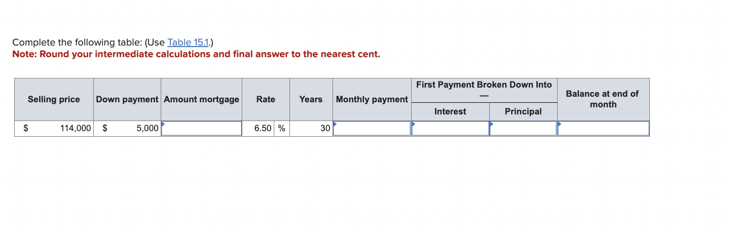 Solved Complete the following table: (Use Table 15.1.) Note: | Chegg.com