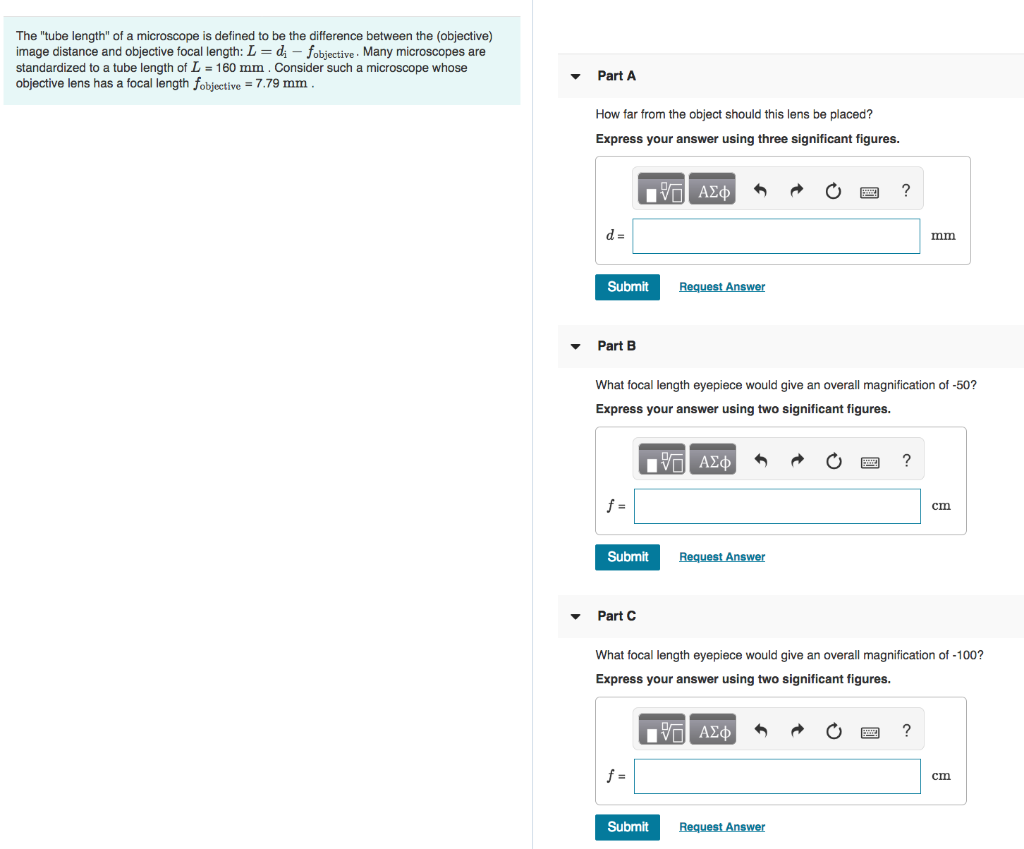 Solved The "tube length" of a microscope is defined to be | Chegg.com