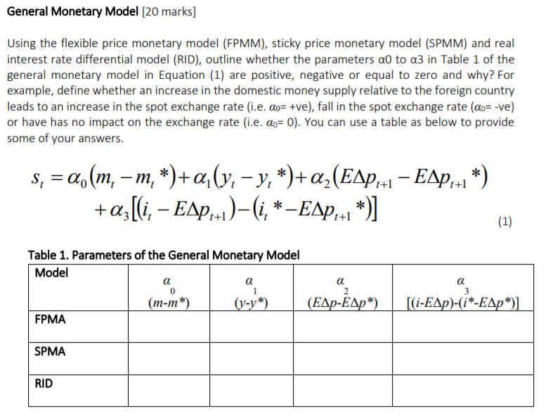 Using the flexible price monetary model (FPMM), | Chegg.com