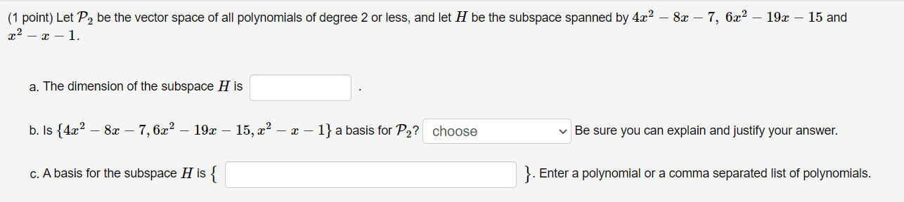 Solved (1 point) Find the dimensions of the following linear | Chegg.com