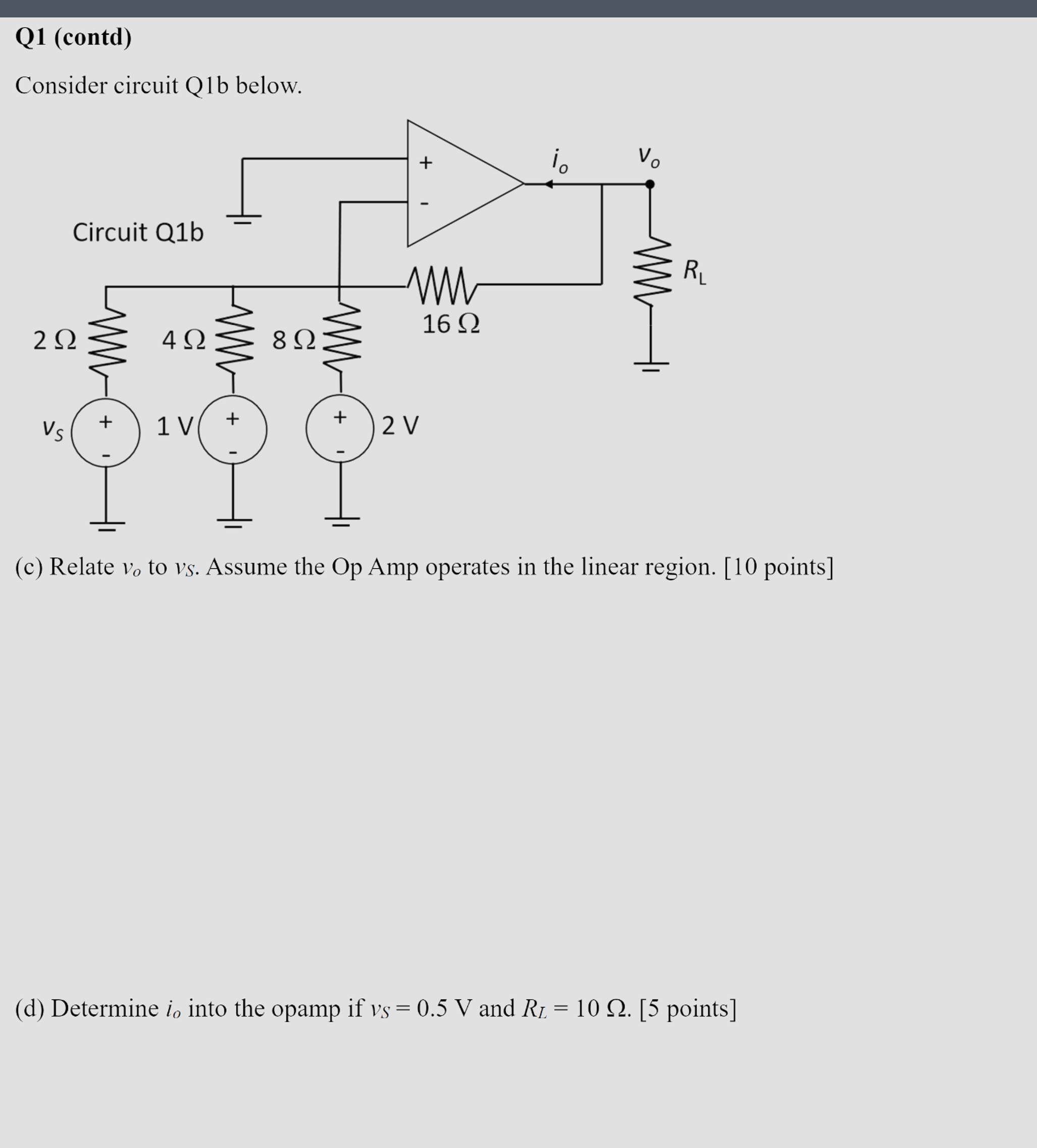 Solved Q1 (contd)Consider circuit Q1b ﻿below.(c) ﻿Relate | Chegg.com