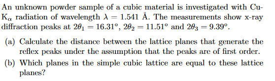 Solved An unknown powder sample of a cubic material is | Chegg.com