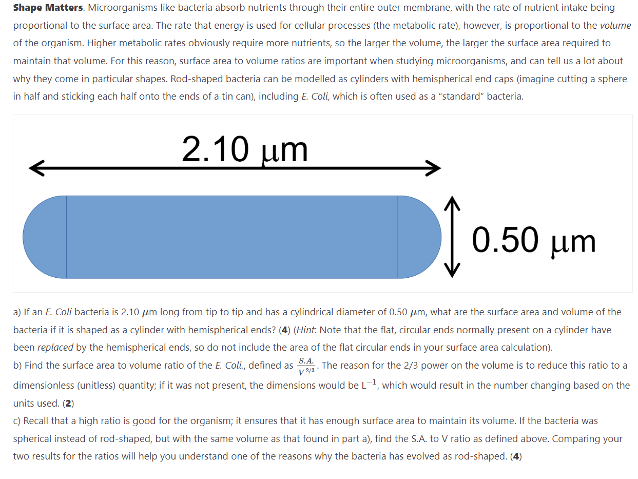Shape Matters. Microorganisms like bacteria absorb | Chegg.com