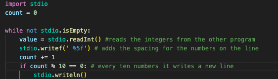 Solved import stdiocount = 0while not stdio.isEmpty:value = | Chegg.com