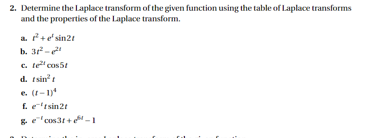 Solved 2. Determine the Laplace transform of the given | Chegg.com