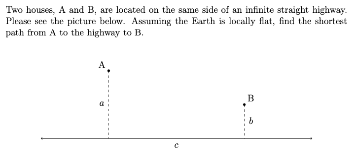 Solved Two houses, A and B, are located on the same side of | Chegg.com