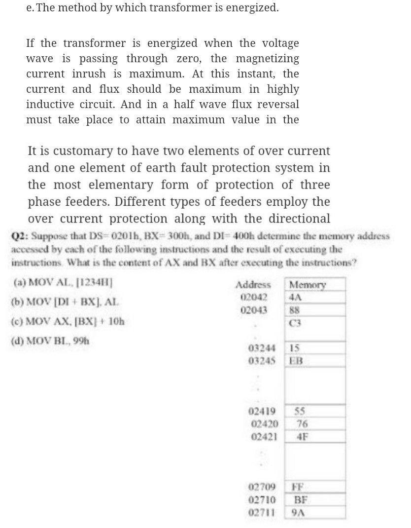 Solved e. The method by which transformer is energized. If | Chegg.com