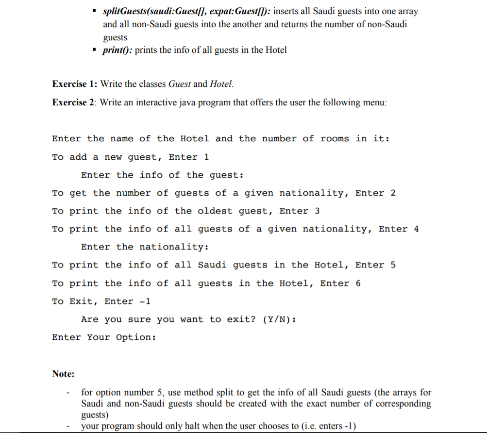 Solved Hotel Guest - id: int - name: String - nationality: | Chegg.com