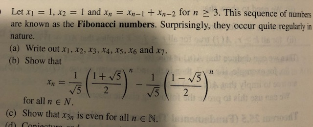 Solved Let xi 1, x2 = 1 and xn = xn-1 +Xn-2 for n 3. This | Chegg.com Solved Let xi 1, x2 = 1 and xn = xn-1 +Xn-2 for n 3. This | Chegg.com