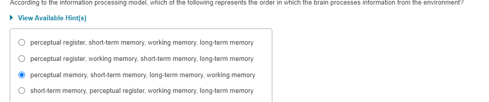 Solved According to the information processing model, which | Chegg.com