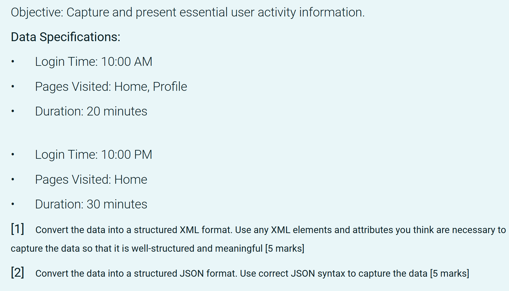 Solved Objective: Capture and present essential user | Chegg.com
