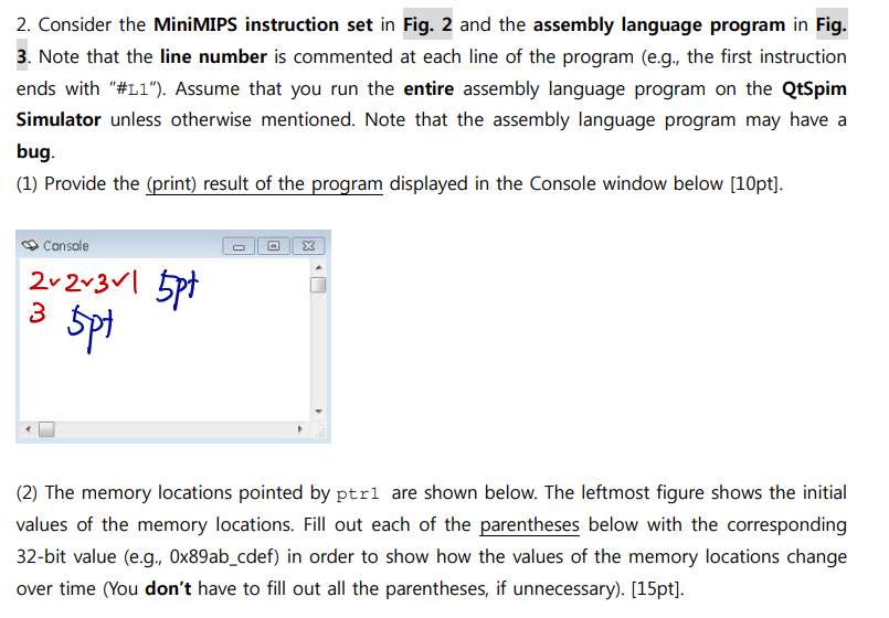 Solved Fig. 2 MiniMIPS (Machine) Instruction Set(2) The | Chegg.com