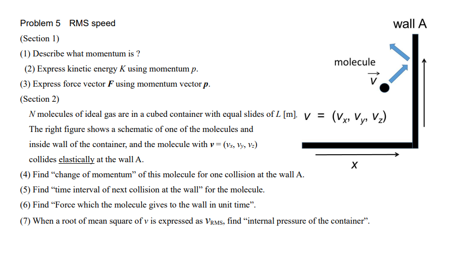 Solved Problem 5 RMS speed (Section 1) (1) Describe what | Chegg.com