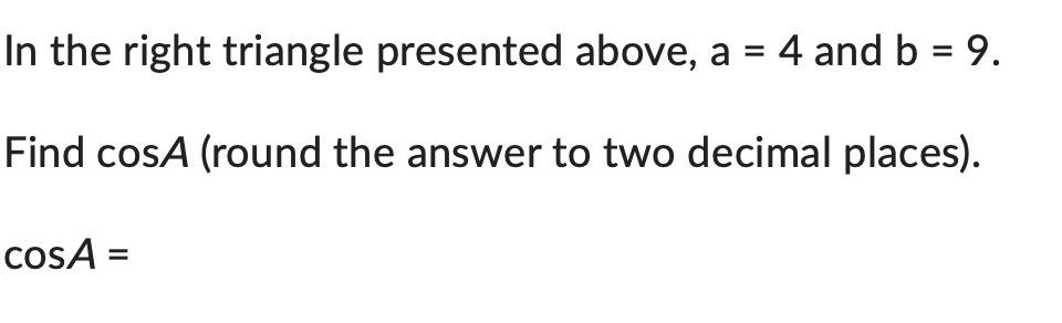 Solved Consider a right triangle ABC. The convention is that | Chegg.com