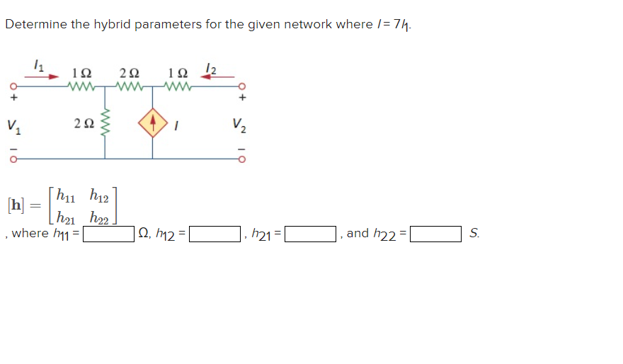 Solved Determine the hybrid parameters for the given network | Chegg.com